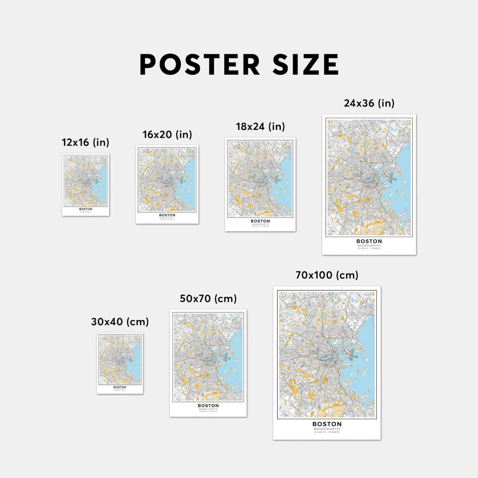 Boston Map Print, Street Names Boston Print, Printable Map of Boston ...