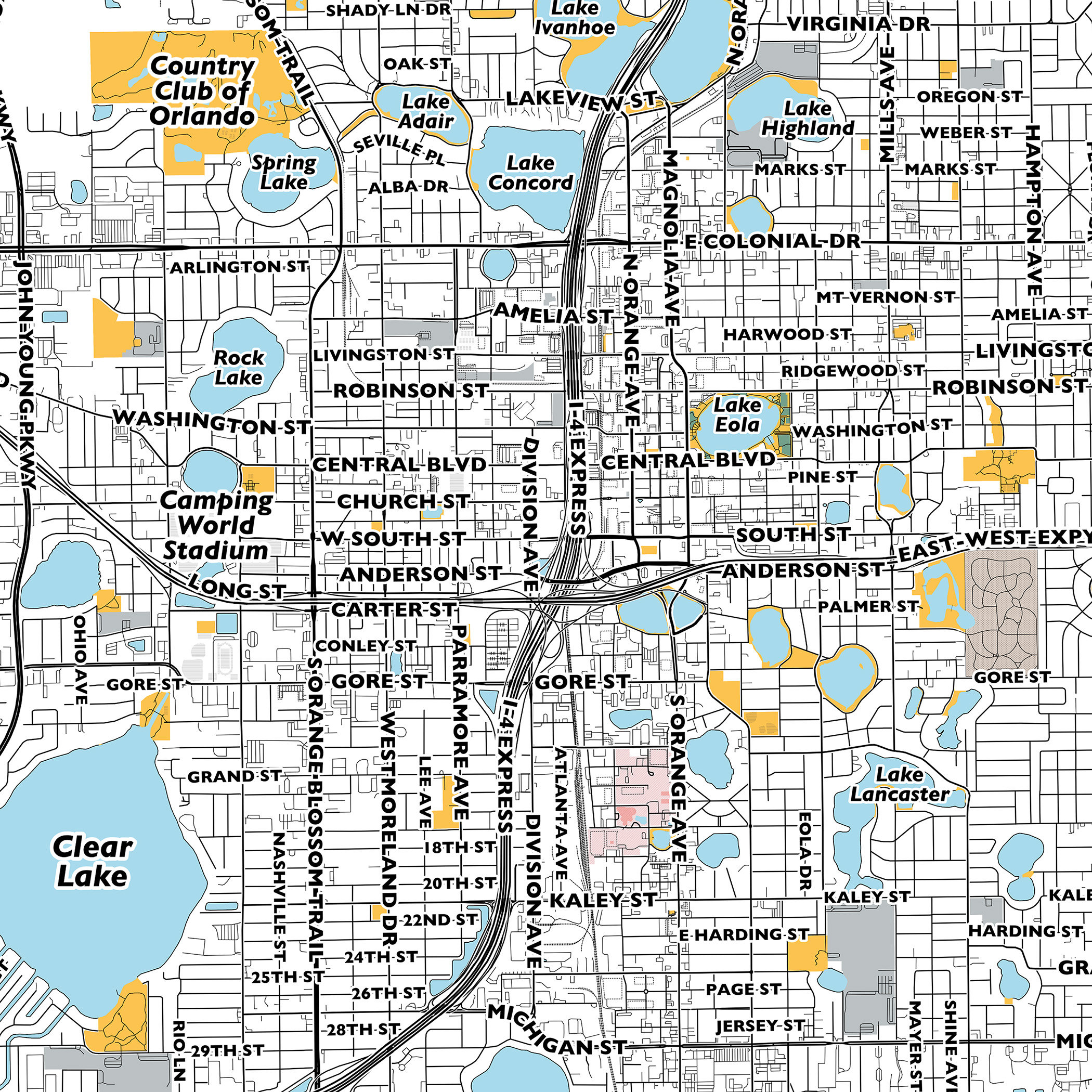 Orlando Map Print, Street Names Orlando Print, Printable Map of Orlando ...