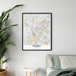 Roswell Map Print, Street Names Roswell Print, Printable Map of Roswell ...