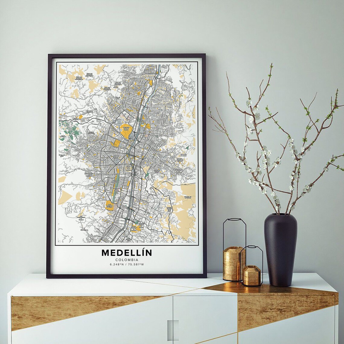 Medellin Map Print, Street Names Medellin Print, Printable Map of ...