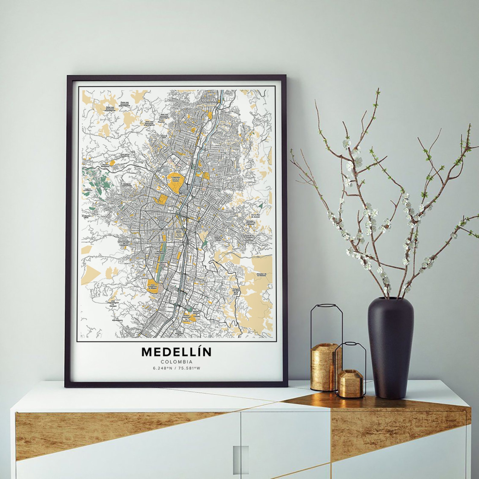 Medellin Map Print, Street Names Medellin Print, Printable Map of ...