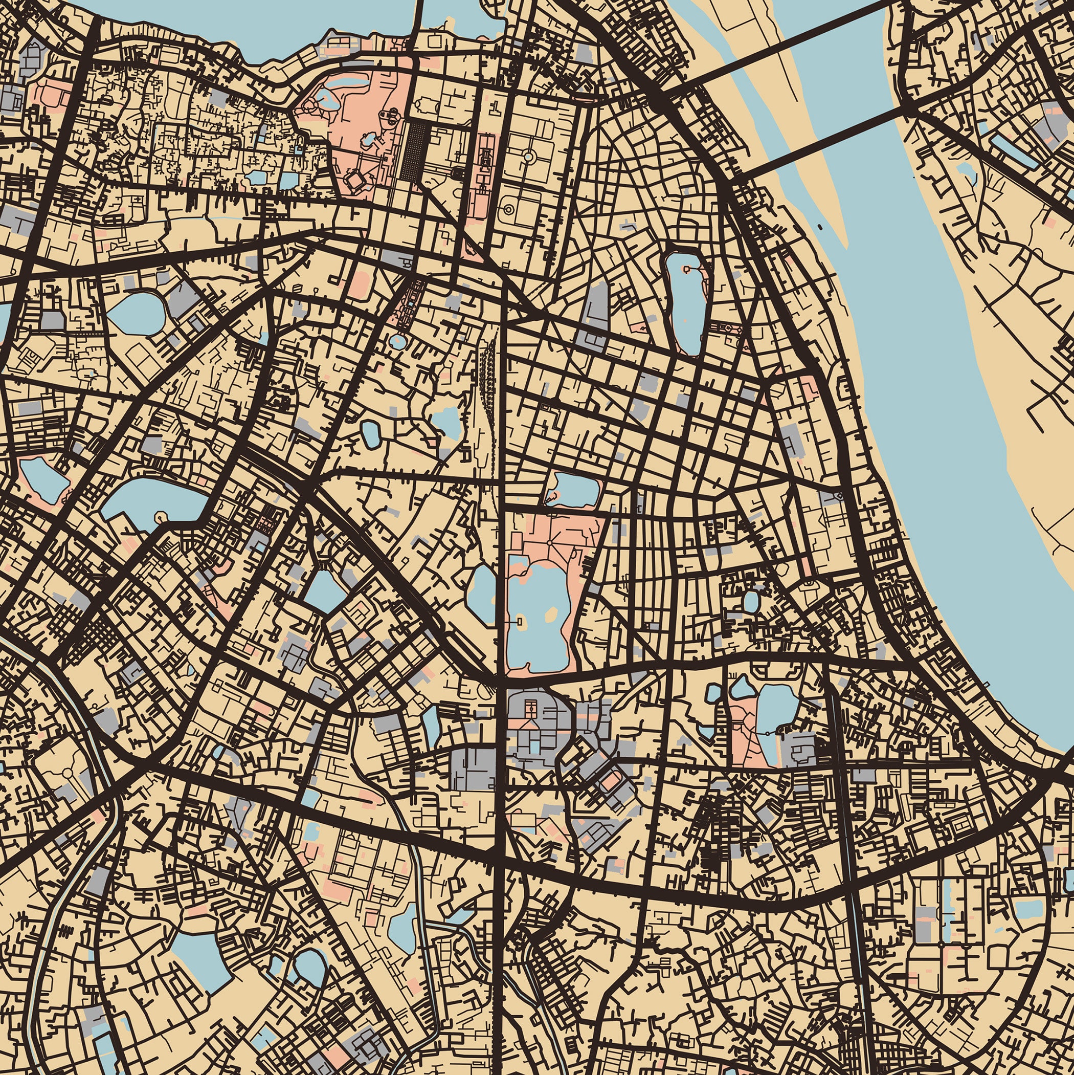 Mapa de Hanoi Mapa de Vietnam de Hanoi Impresión de Hanoi - Etsy México