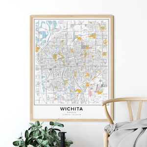 Wichita Map Print, Street Names Wichita Print, Printable Map of Wichita ...