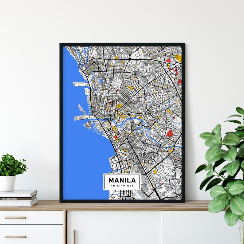 Manila Map Manila Philippines Map Manila Print Manila - Etsy