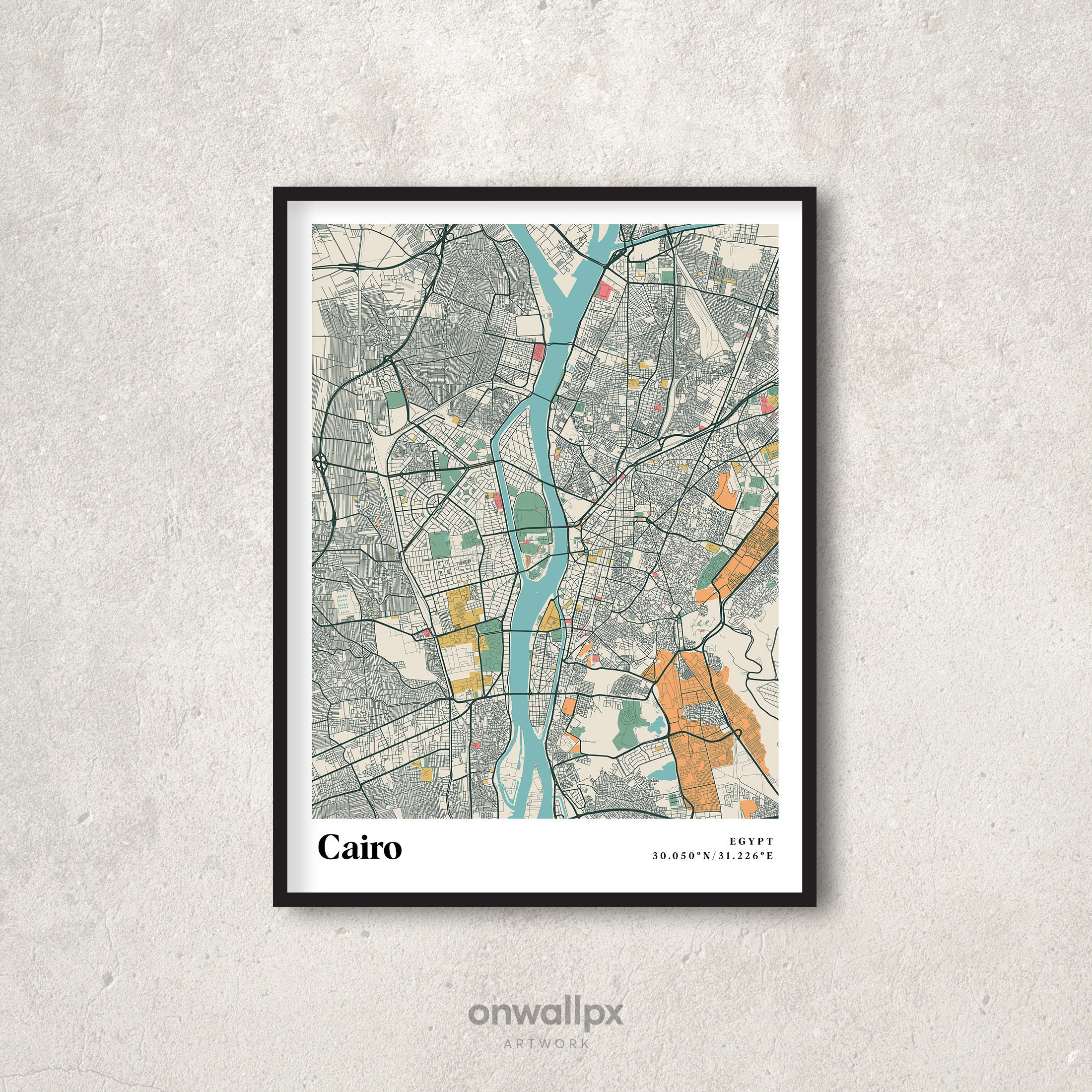 Cairo Map Poster Retro Cairo Map Decor Vintage Cairo Gift - Etsy