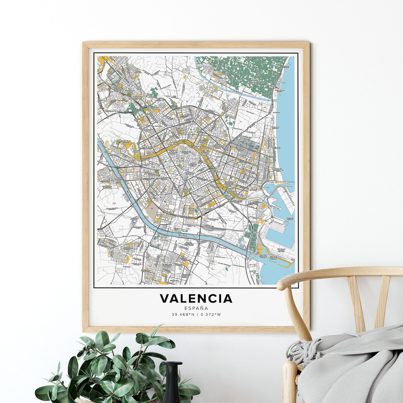 Valencia Map Print, Street Names Valencia Print, Printable Map of ...