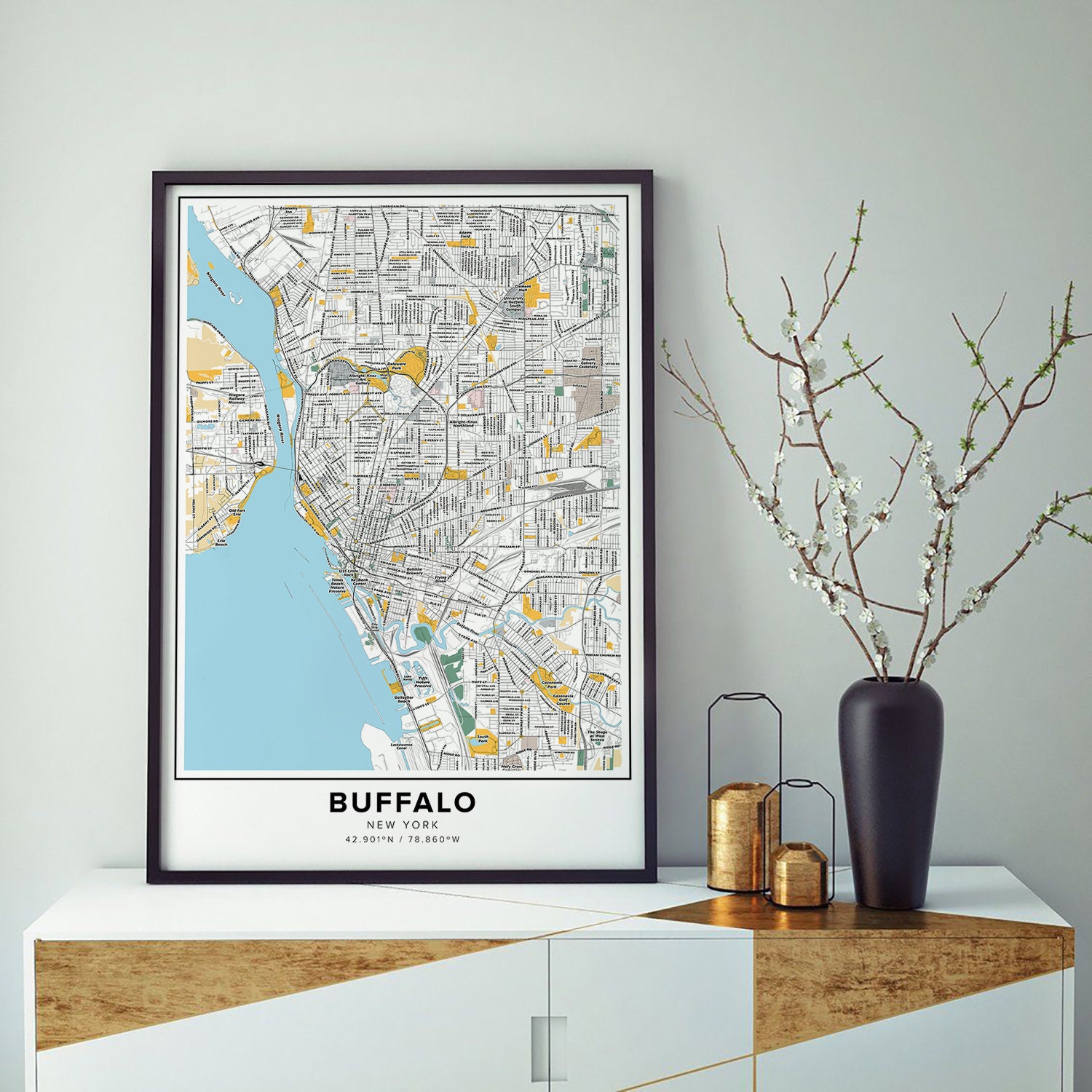 Buffalo Map Print, Street Names Buffalo Print, Printable Map of Buffalo ...
