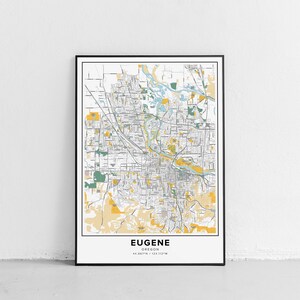 Eugene Map Print, Street Names Eugene Print, Printable Map of Eugene ...