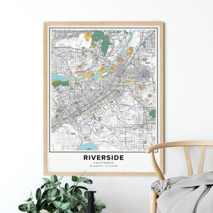 Riverside Map Print, Street Names Riverside Print, Printable Map of ...