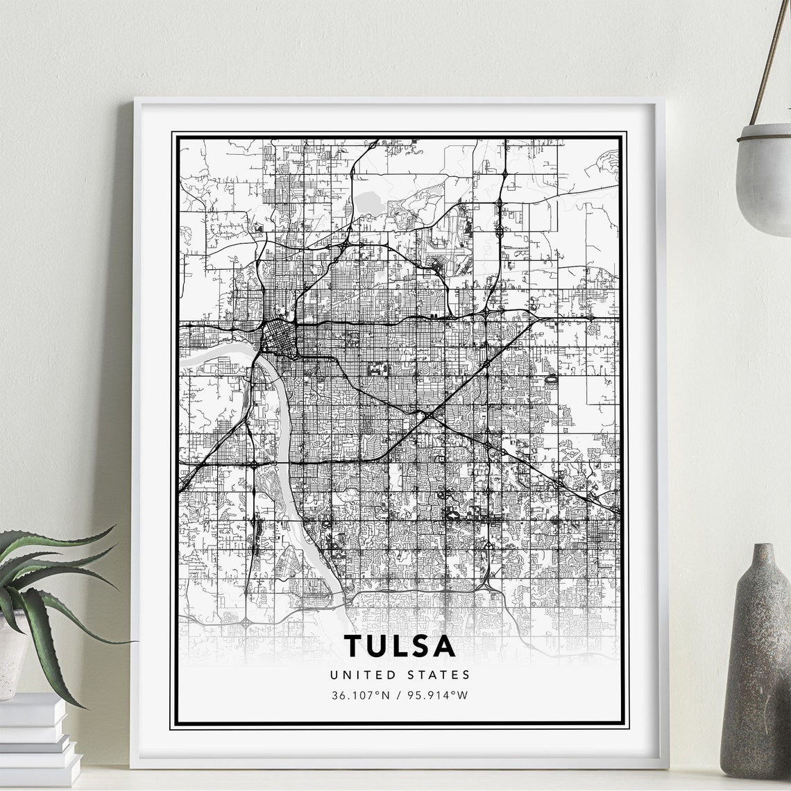 Tulsa Map Print Tulsa Poster Tulsa Wall Art Tulsa City Map - Etsy