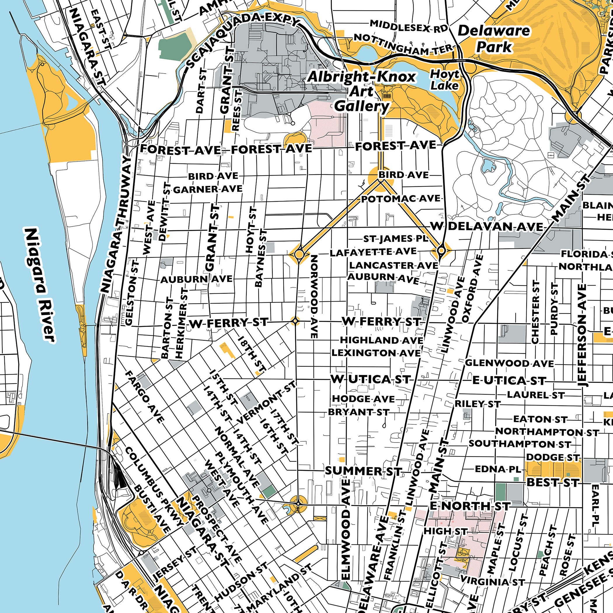 Buffalo Map Print, Street Names Buffalo Print, Printable Map of Buffalo ...