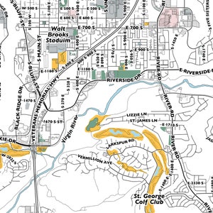 St George Map Print, Street Names St George Print, Printable Map of St ...