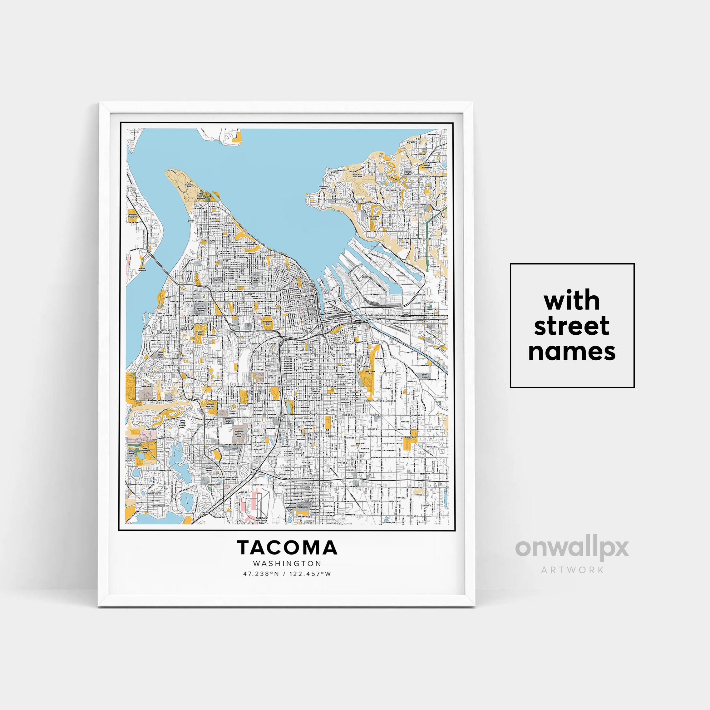 Tacoma Map Print Street Names Tacoma Print Printable Map of - Etsy