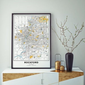 Rockford Map Print, Street Names Rockford Print, Printable Map of ...