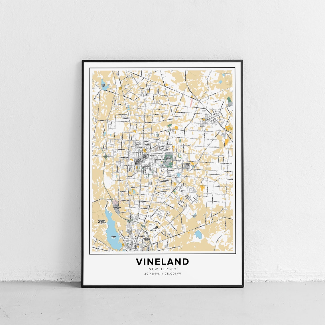 Vineland Map Print, Street Names Vineland Print, Printable Map of ...