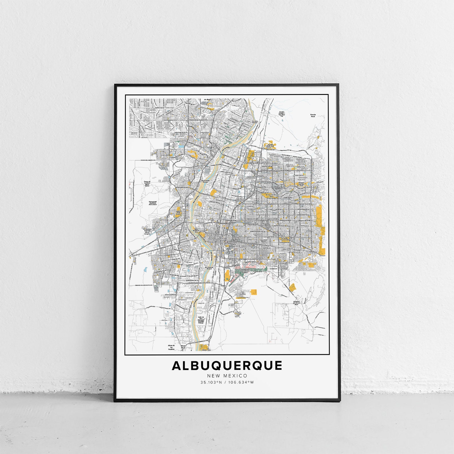 Albuquerque Map Print, Street Names Albuquerque Print, Map of ...