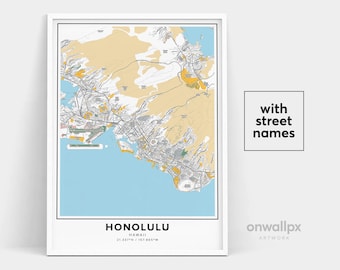 Honolulu Map Printable - Etsy