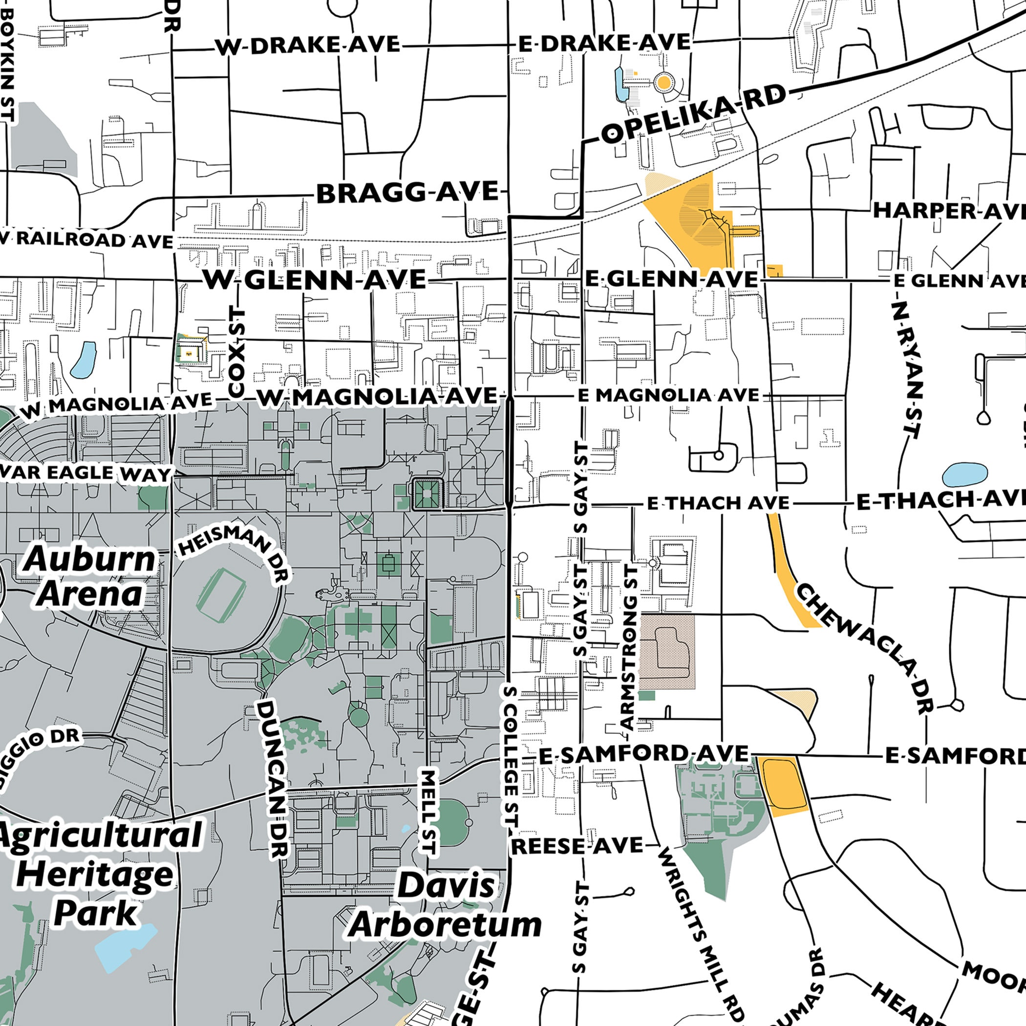 Auburn Map Print Street Names Auburn Print Printable Map of - Etsy
