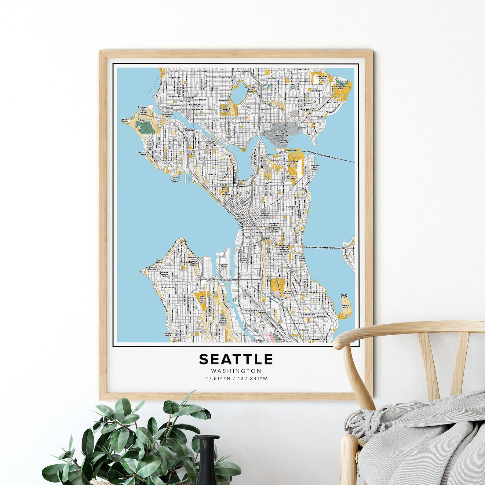Seattle Map Print Street Names Seattle Print Printable Map - Etsy