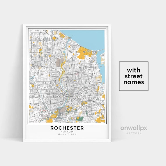 City Of Rochester Street Map Rochester Neighborhood Names Print