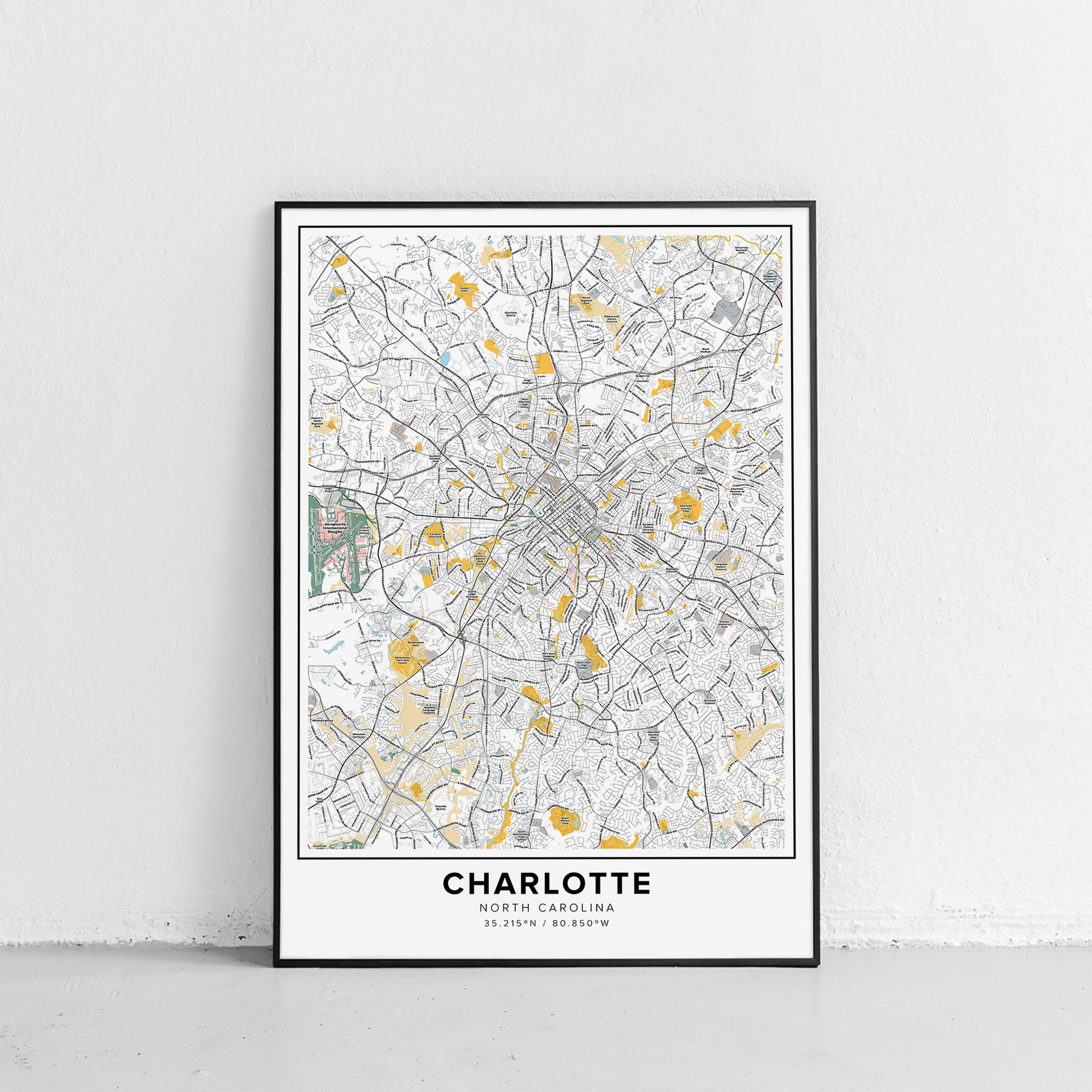 Charlotte Map Print, Street Names Charlotte Print, Printable Map of ...