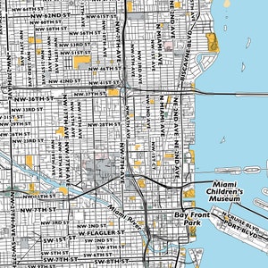 Miami Map Print, Street Names Miami Print, Printable Map of Miami, City ...