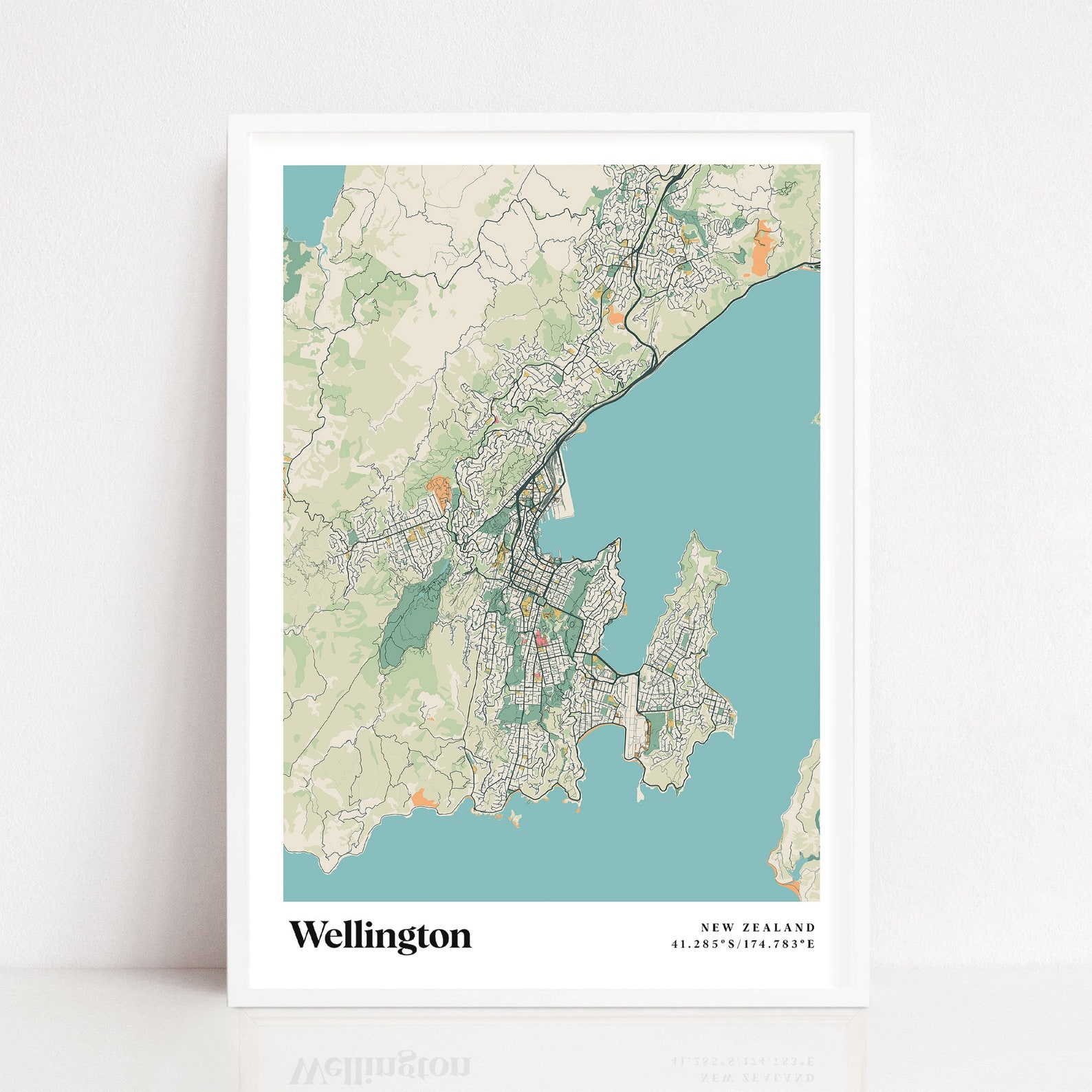 Wellington Map Poster, Retro Wellington Map, Vintage Wellington Gift ...
