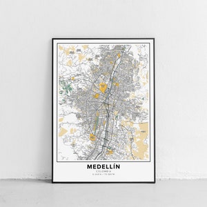 Medellin Map Print, Street Names Medellin Print, Printable Map of ...