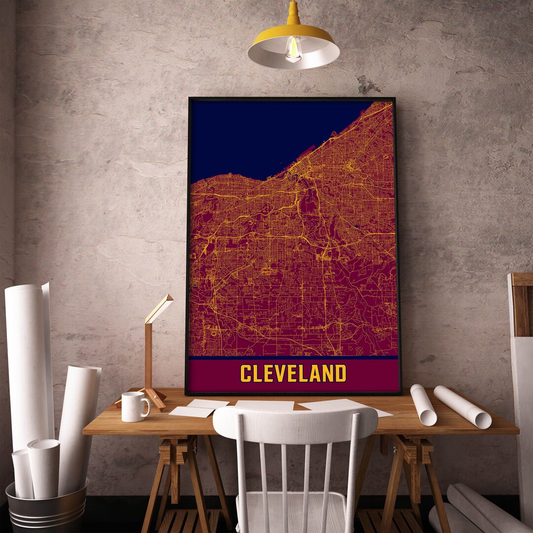Cleveland Map Print, Cleveland Ohio Map Wall Art, Cleveland Decor Print ...