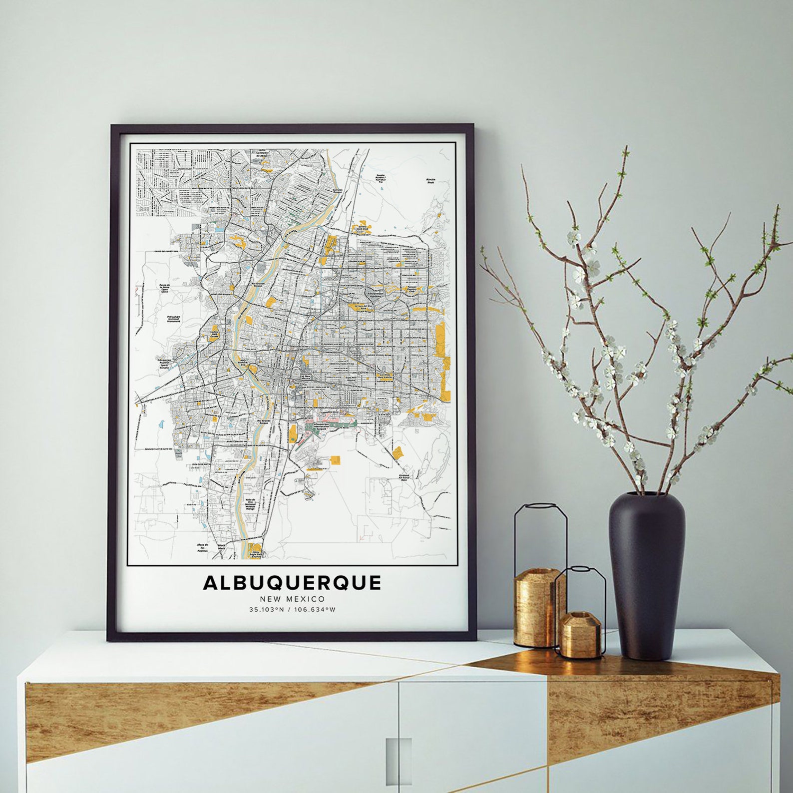Albuquerque Map Print, Street Names Albuquerque Print, Map of ...