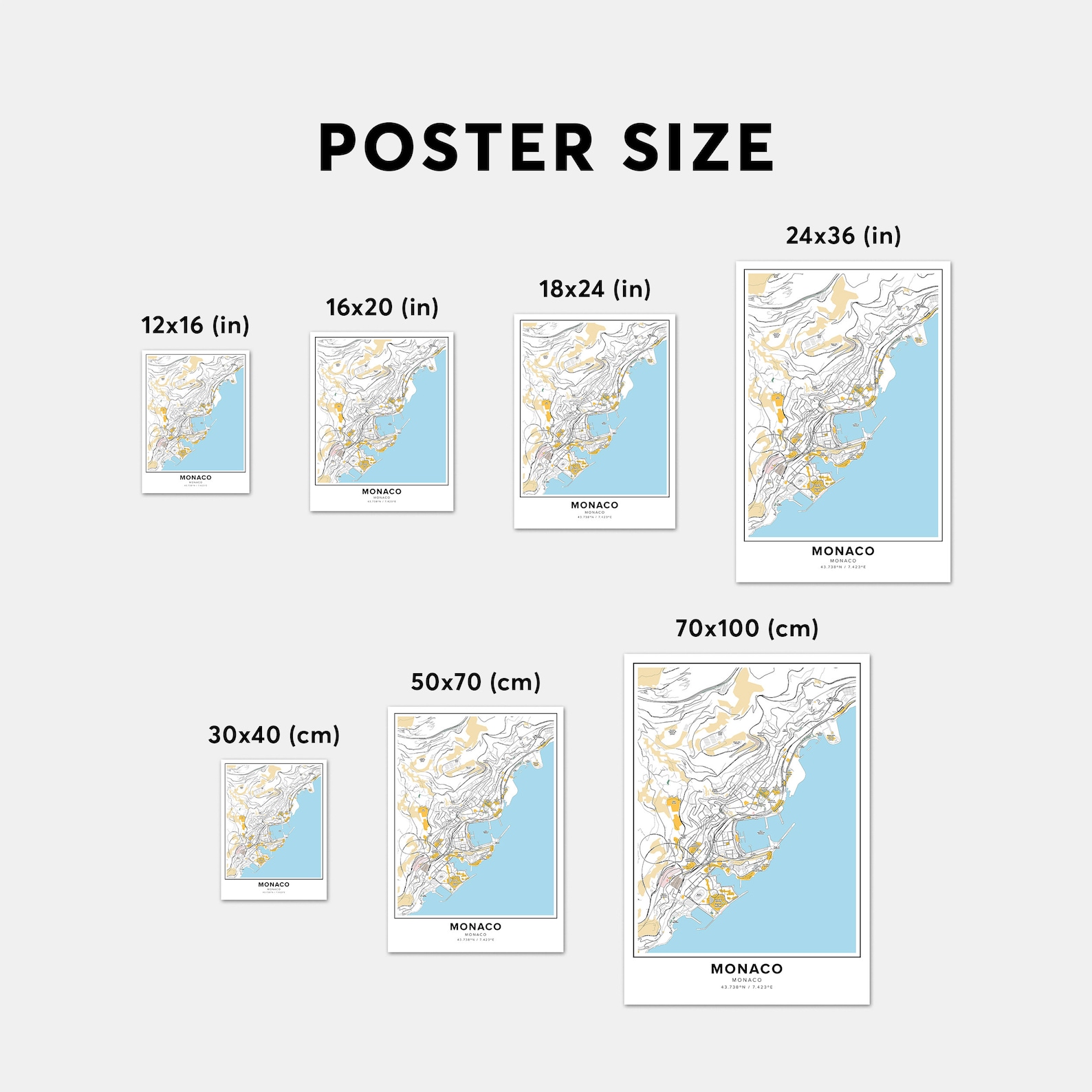 Monaco Map Print, Street Names Monaco Print, Printable Map of Monaco ...