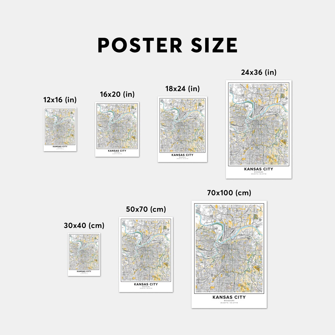 Kansas City Map Print, Street Names Kansas City Print, Map of Kansas ...