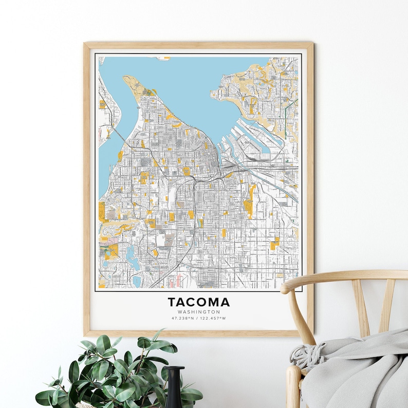 Tacoma Map Print Street Names Tacoma Print Printable Map of - Etsy