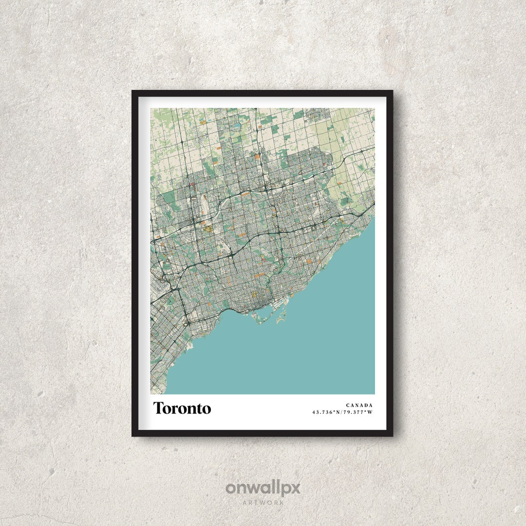 Toronto Map Poster Print, Retro Toronto Map Decor, Vintage Toronto Gift ...