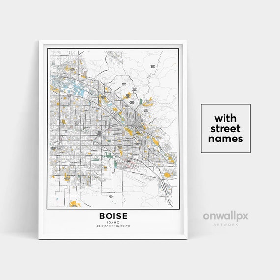 Boise Map Print Street Names Boise Print Printable Map of - Etsy