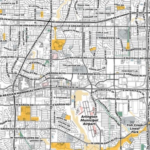 Arlington Map Print, Street Names Arlington Print, Printable Map of ...