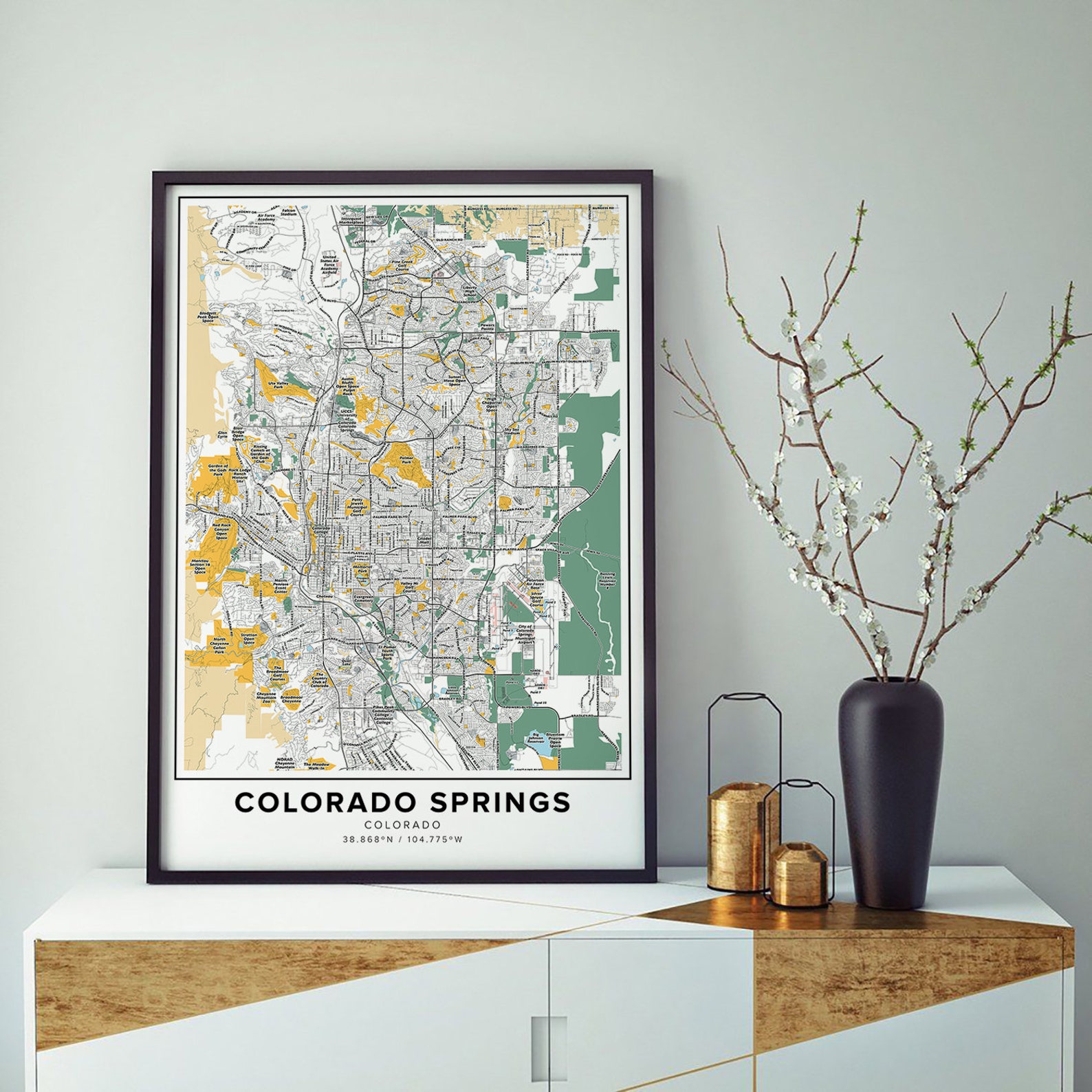 Colorado Springs Map Print, Street Names Colorado Springs Print, Map of ...