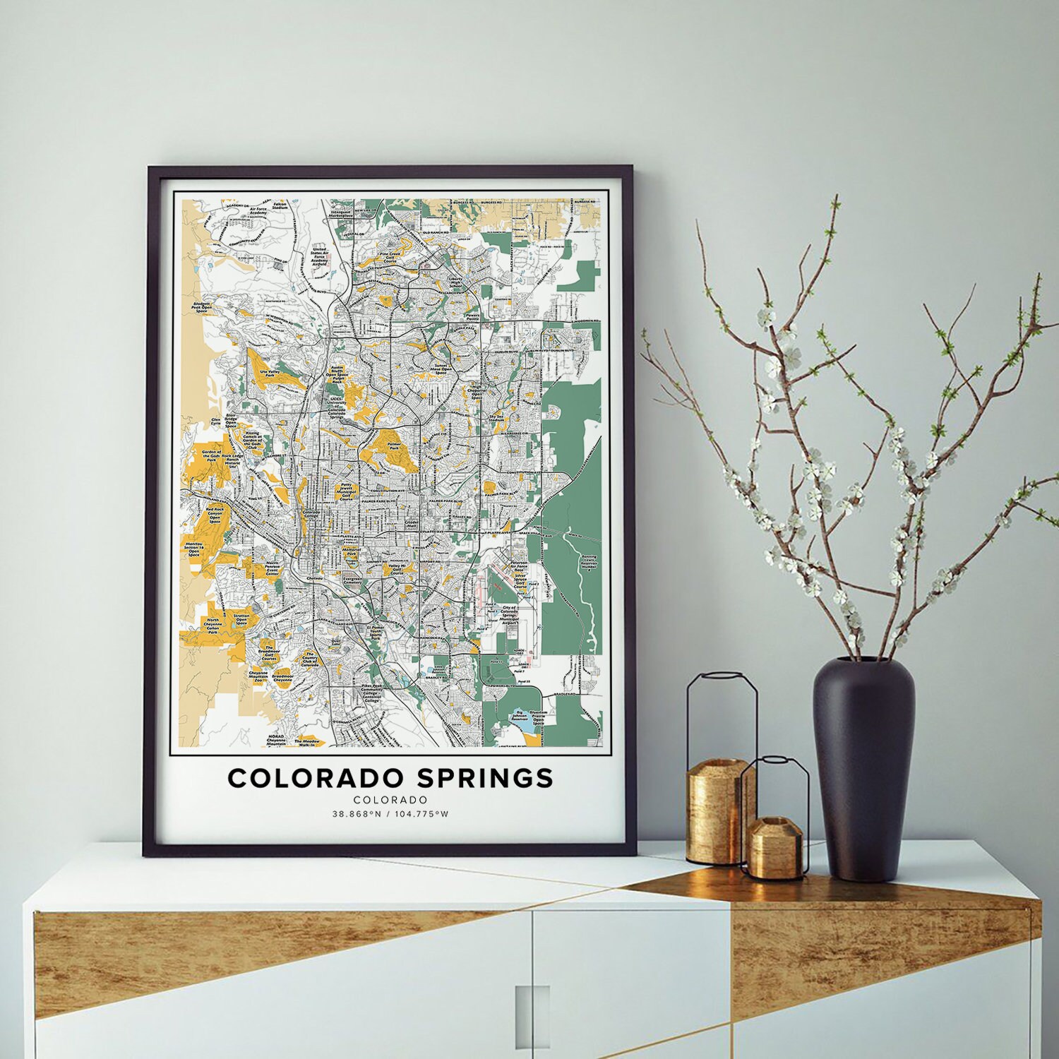 Colorado Springs Map Print, Street Names Colorado Springs Print, Map of ...