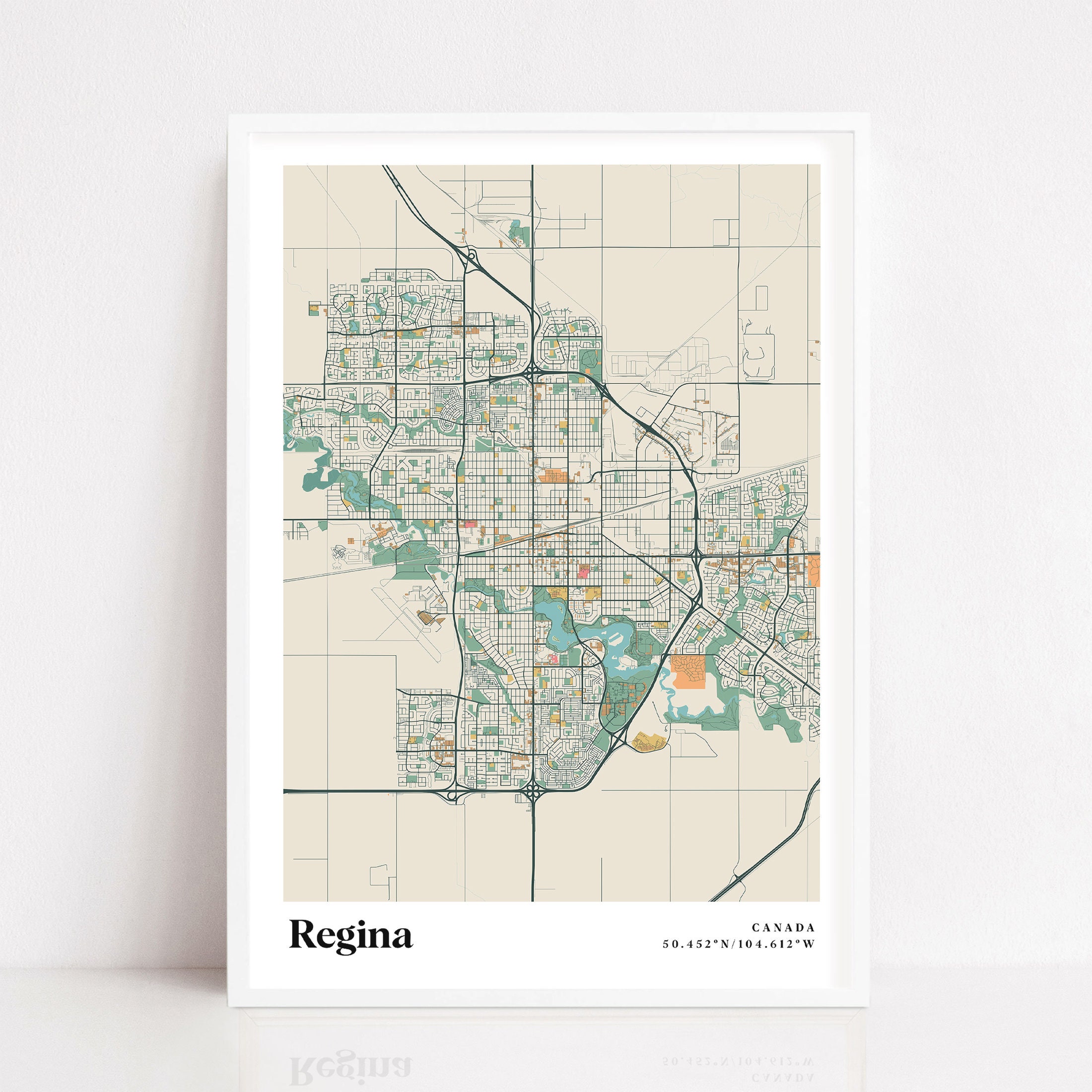 Regina Print Map Retro Regina Map Poster Vintage Regina - Etsy