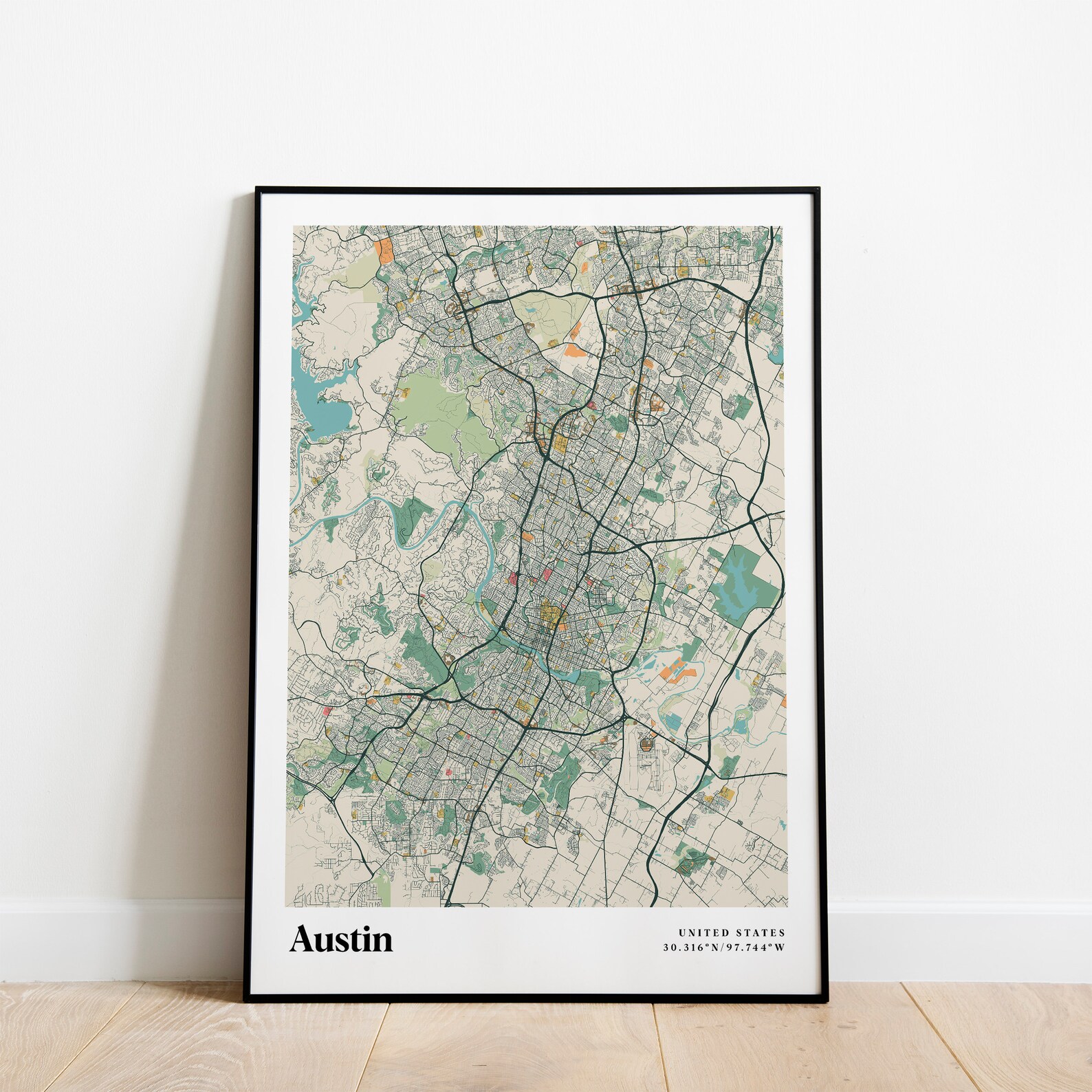 Austin Map Poster, Retro Austin Decor, Texas Austin Gift Poster Wall ...
