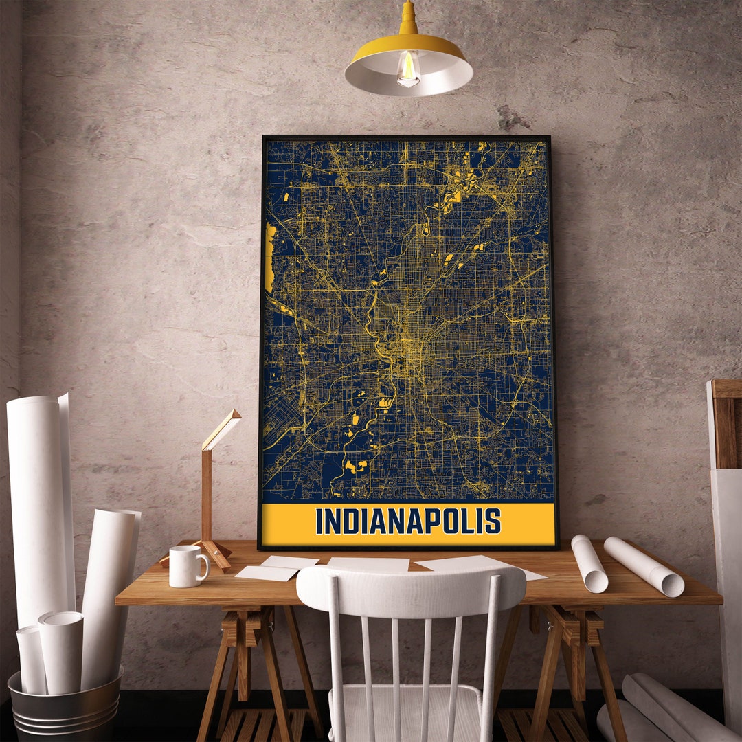 Indianapolis Map Print, Indianapolis Indiana Map Wall Art, Indianapolis ...