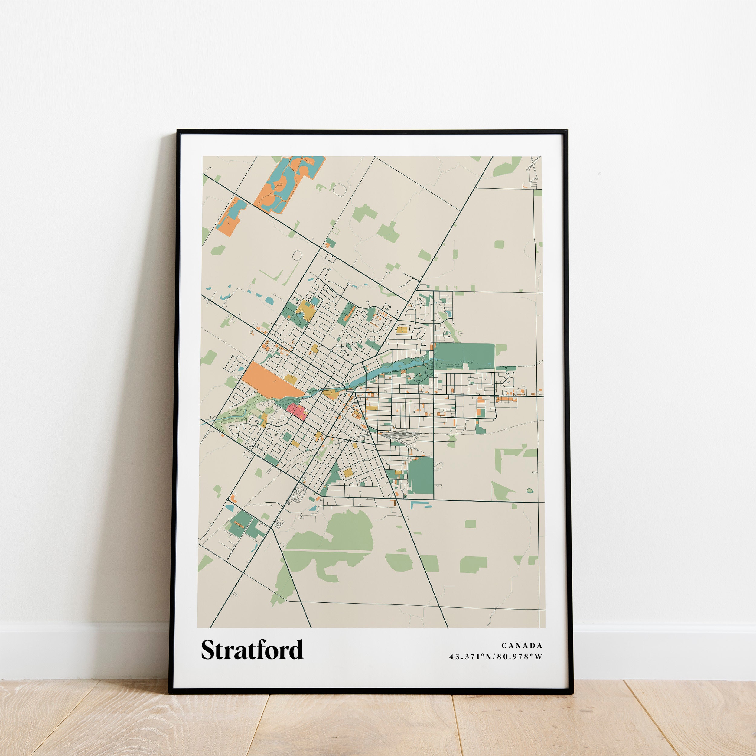 Stratford Map Poster Print, Retro Stratford Map Decor, Vintage ...
