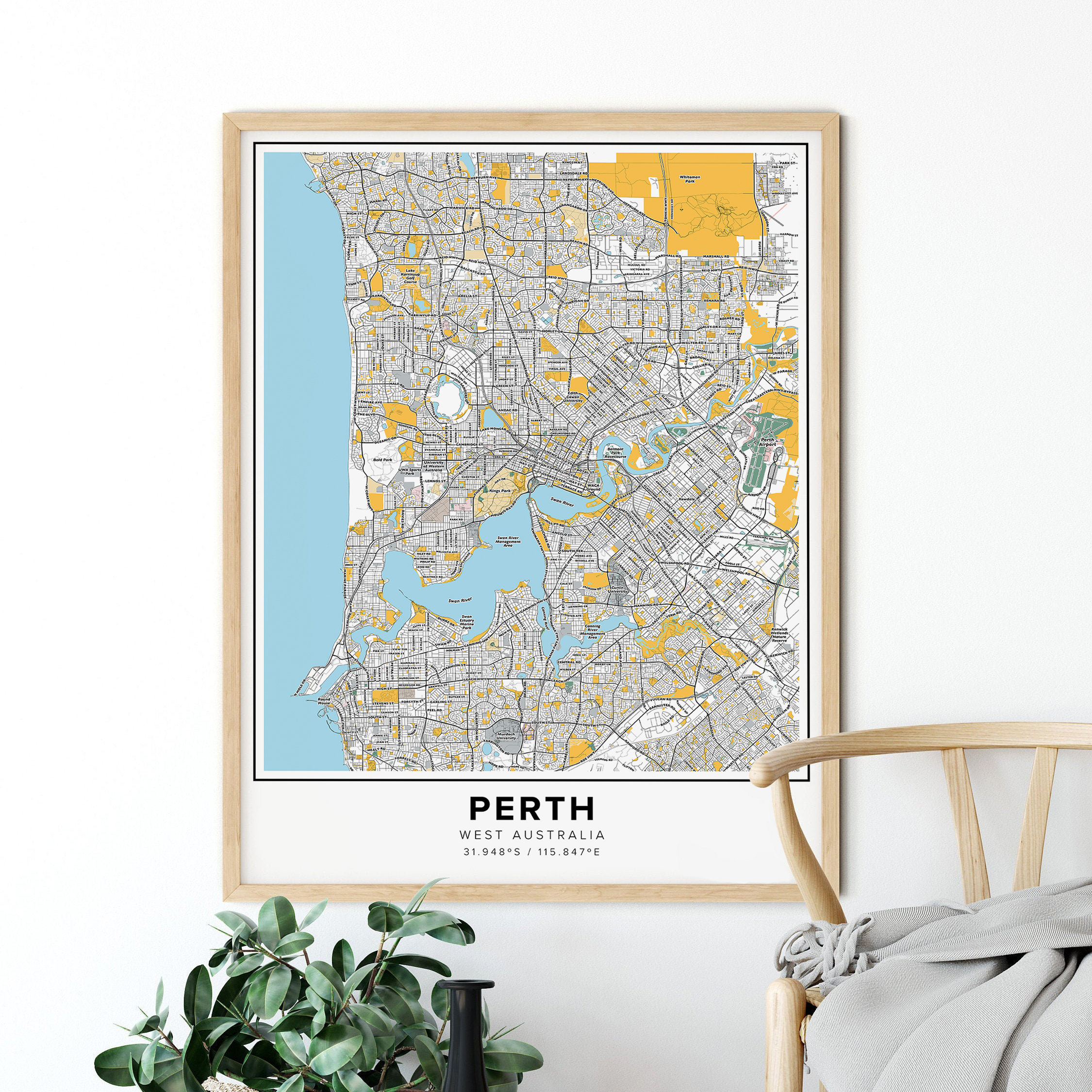 Perth Map Print, Street Names Perth Print, Printable Map of Perth, City ...