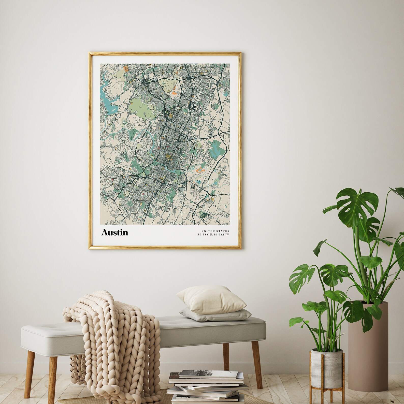 Austin Map Poster Retro Austin Decor Texas Austin Gift | Etsy