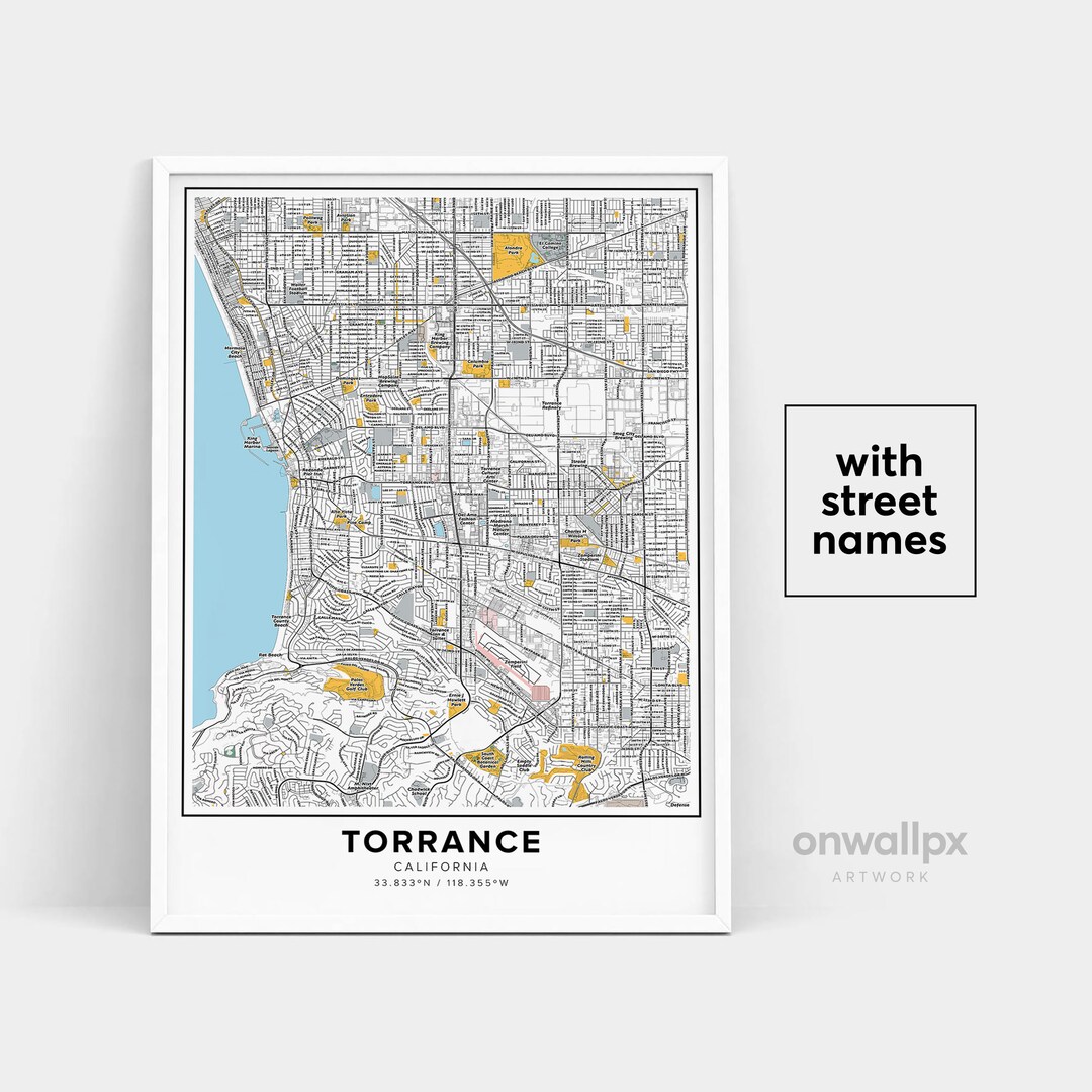 Torrance Map Print, Street Names Torrance Print, Printable Map of ...