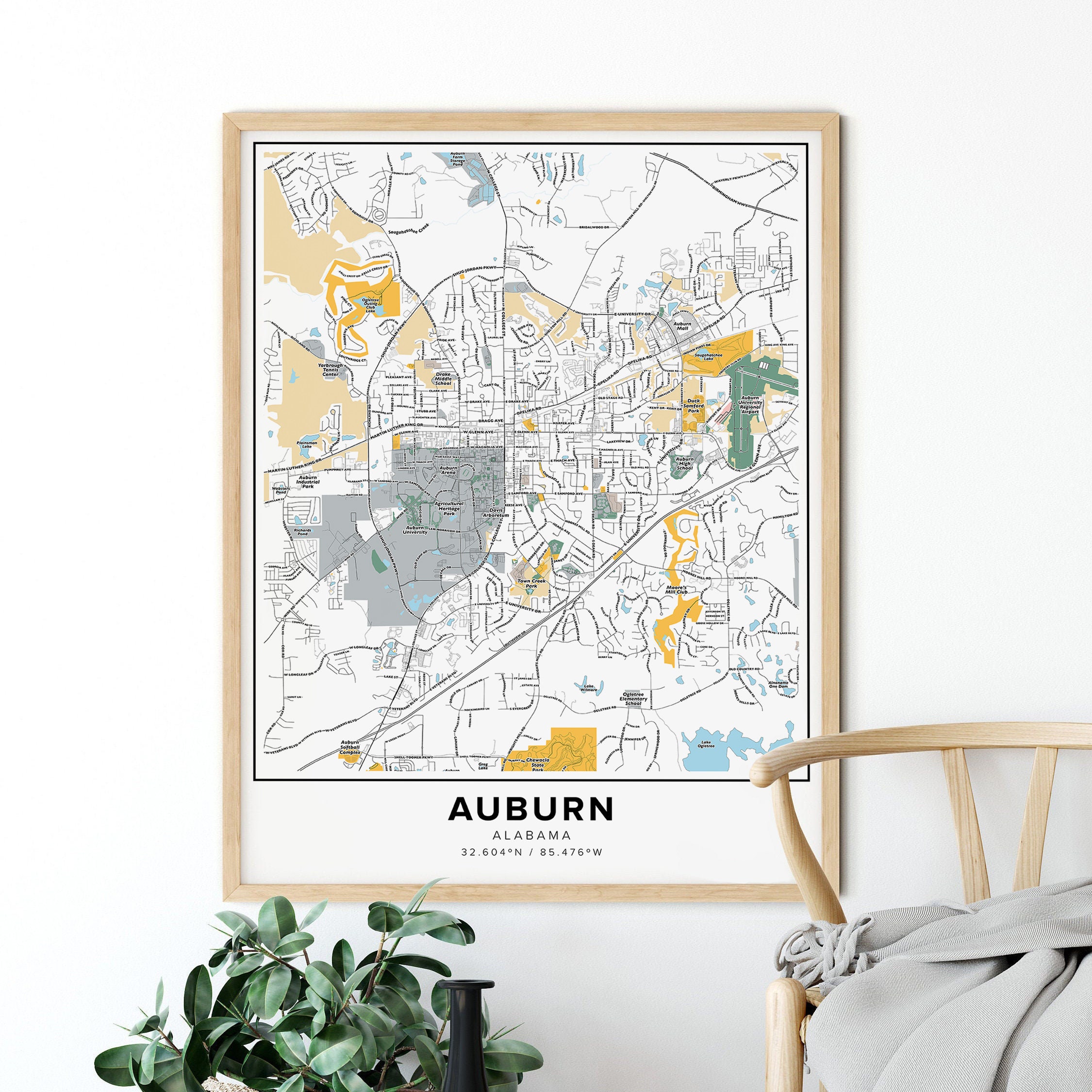 Auburn Map Print, Street Names Auburn Print, Printable Map of Auburn ...
