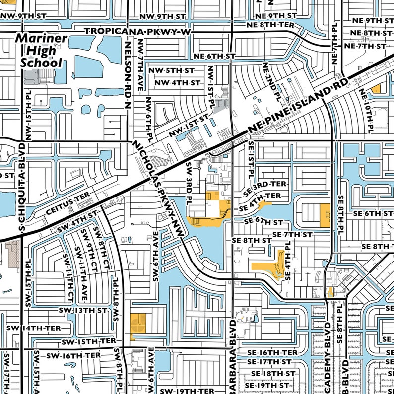 Cape Coral Map Print Street Names Cape Coral Print Printable - Etsy