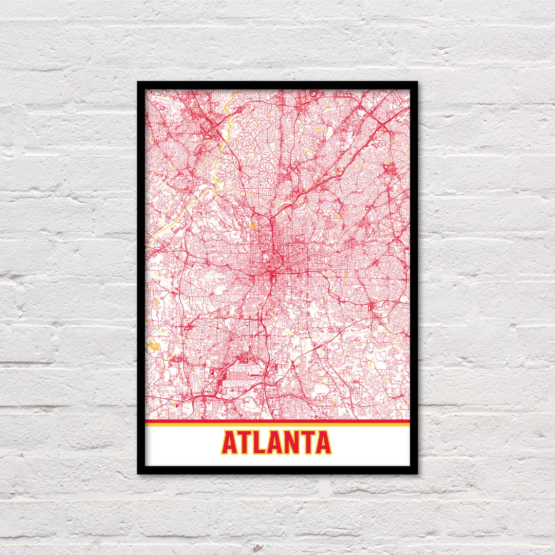 Atlanta Map Print Atlanta Georgia Map Wall Art Atlanta Decor - Etsy
