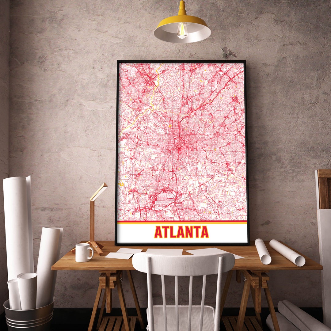 Atlanta Map Print, Atlanta Georgia Map Wall Art, Atlanta Decor Print ...