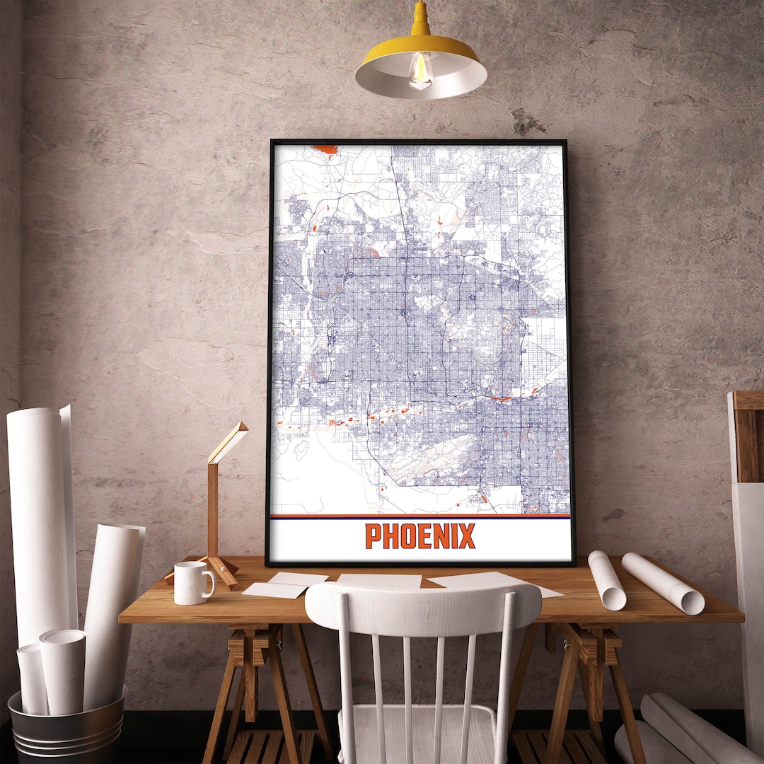 Phoenix Map Print, Phoenix Arizona Map Wall Art, Phoenix Decor Print ...